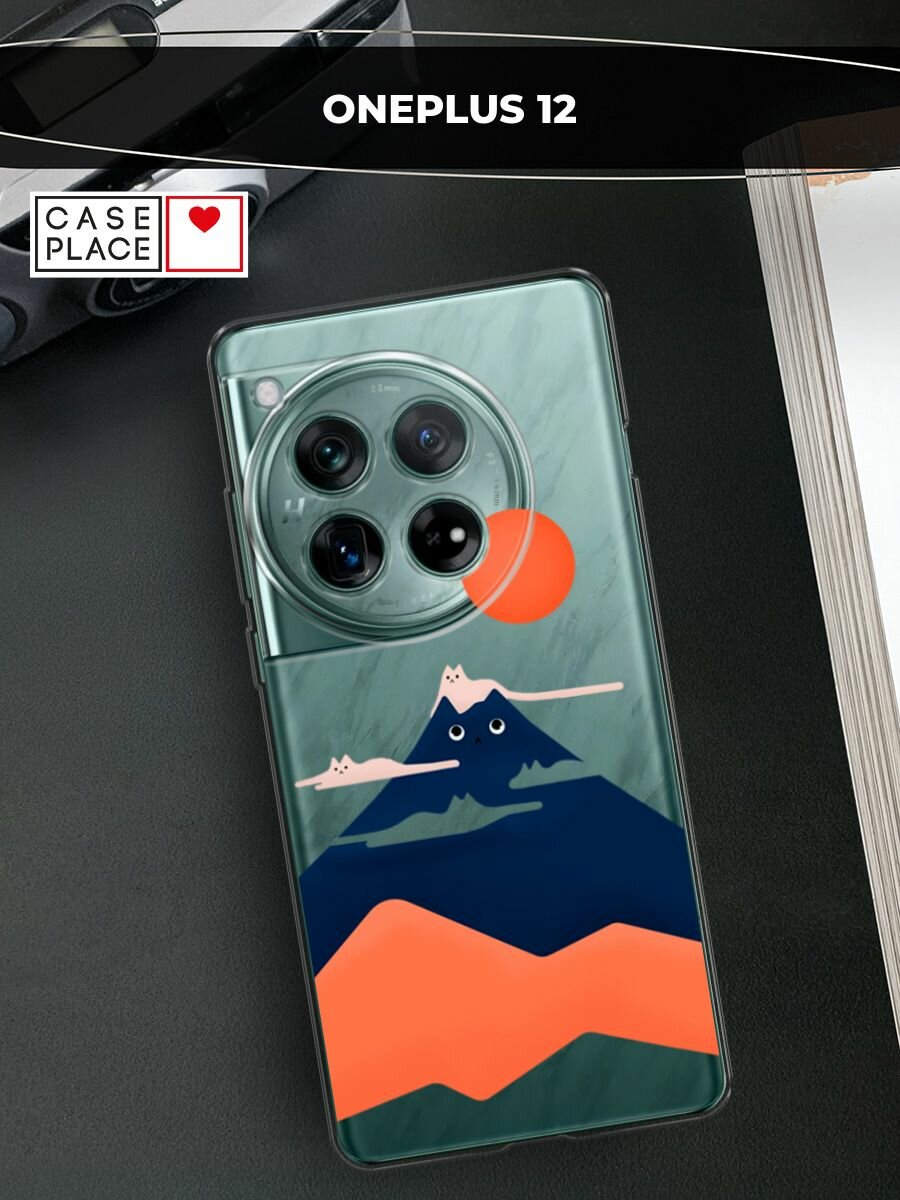 Чехол на OnePlus 12 / Ван Плас 12 с принтом "Кот-гора", прозрачный