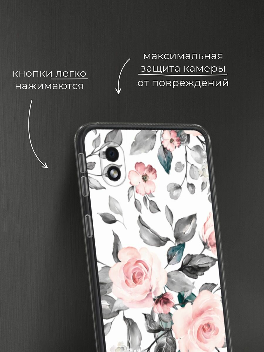 Чехол на Samsung Galaxy A01 Core / Самсунг Галакси А01 Core с принтом "Розы на белом" — фото 1