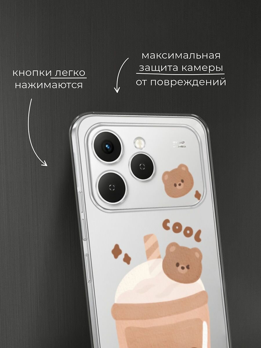 Чехол на Tecno Spark 40 / Текно Спарк 40 с принтом "Кофе 2", прозрачный — фото 1