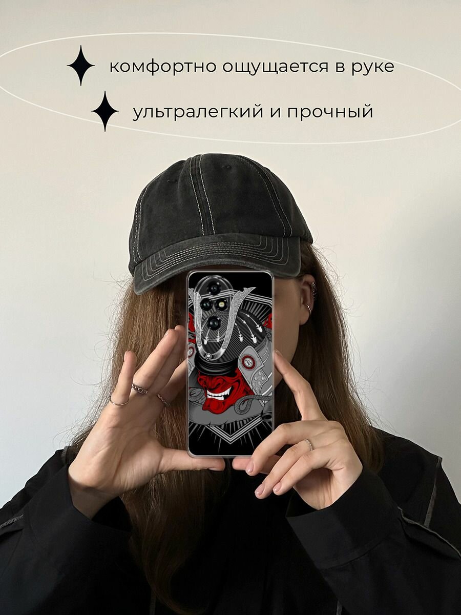 Чехол на Honor 200 Pro / Хонор 200 Про с принтом "Красная маска самурая" — фото 1