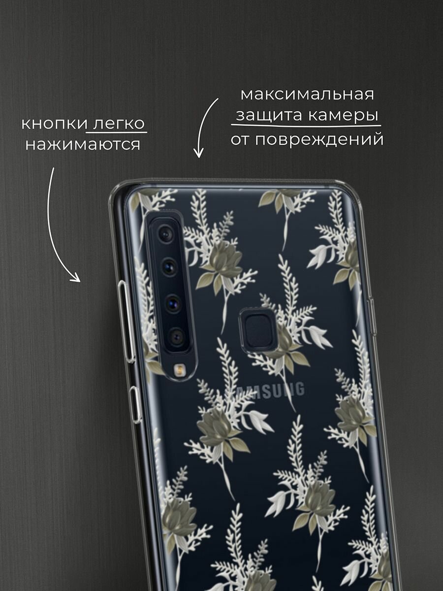 Чехол на Samsung Galaxy A9 2018 / Самсунг Галакси А9 2018 с принтом "Паттерн цветы сепия" — фото 1