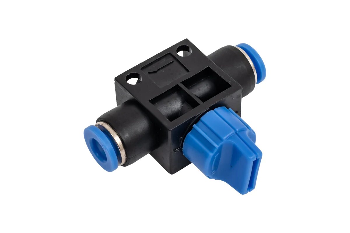 Фитинг прямой с краном TITAN TLP-HVFF6 пластик 6 мм тип HVFF