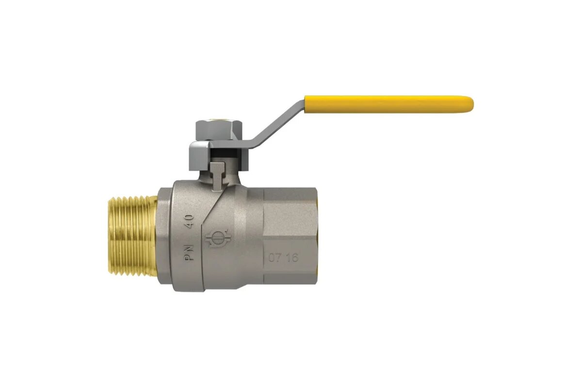 FIV кран шаровой для газа 1 г/ч с ручкой 8201R006, монтажная часть и резьба.