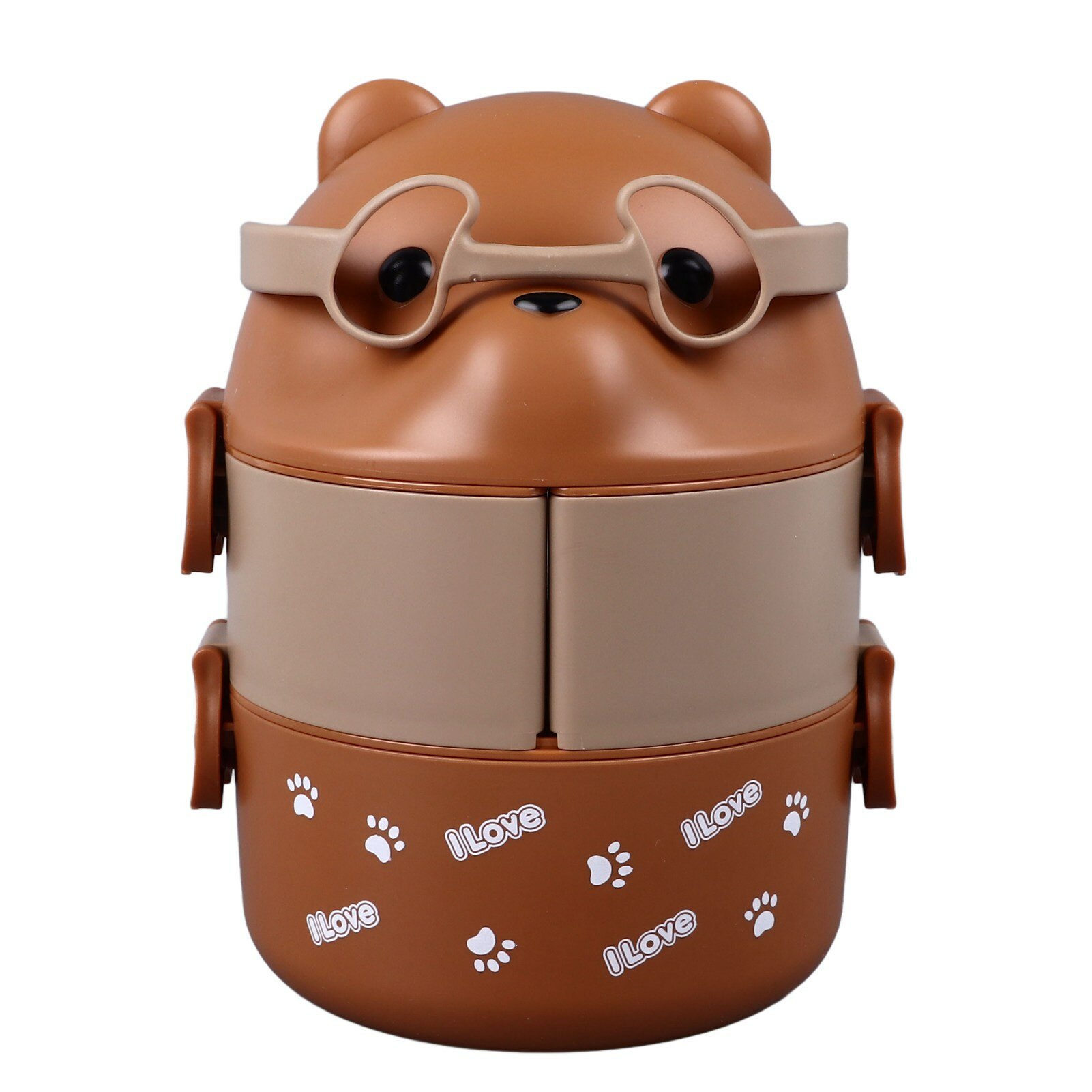 Bento Box Lunch Box 2 слои контейнеры портативные бенто -ланч -коробки многоразовый контейнер с проповедением для школьной работы в кемпинге медведь кофе цвет