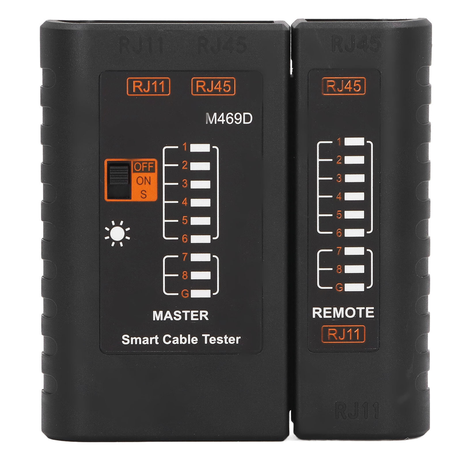 Тестер сетевого кабеля LED ABS Точное обнаружение Портативный тестер кабеля LAN Черный RJ45 RJ11