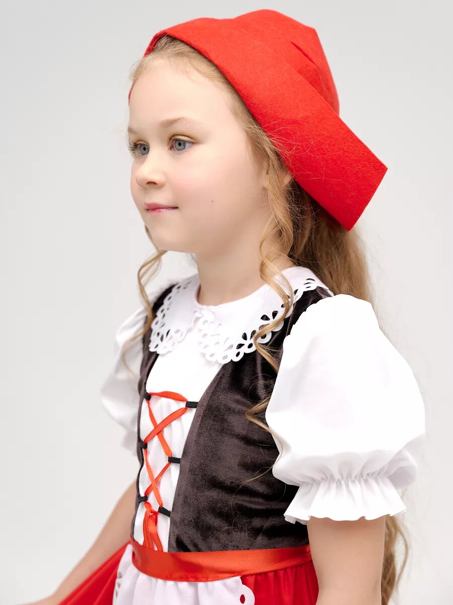 Костюм Красной шапочки детский, красный, S (104-110 см) — фото 1