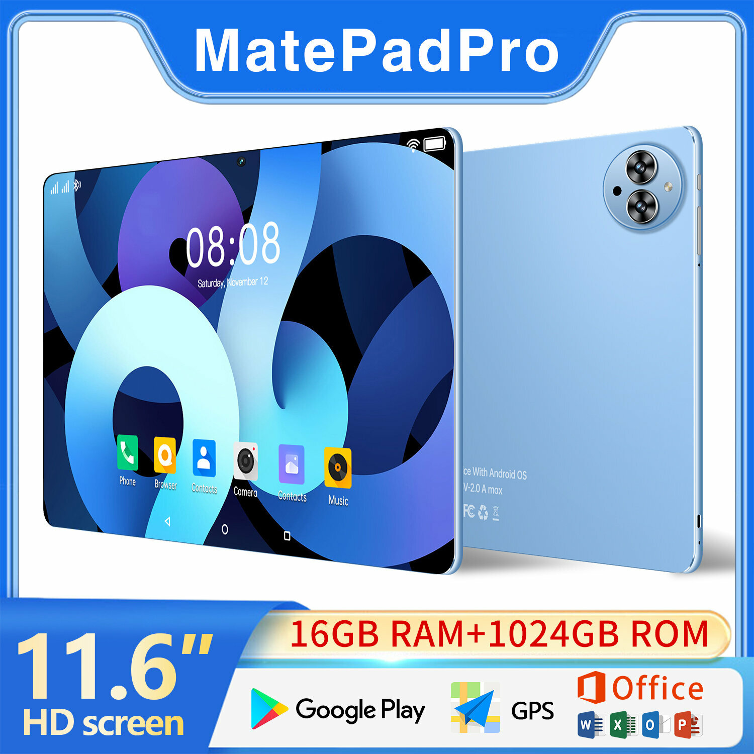 Студенческий планшет Matepad Pro, Android 13, IPS, 2560х1600, 11,6", 1024GB, синий