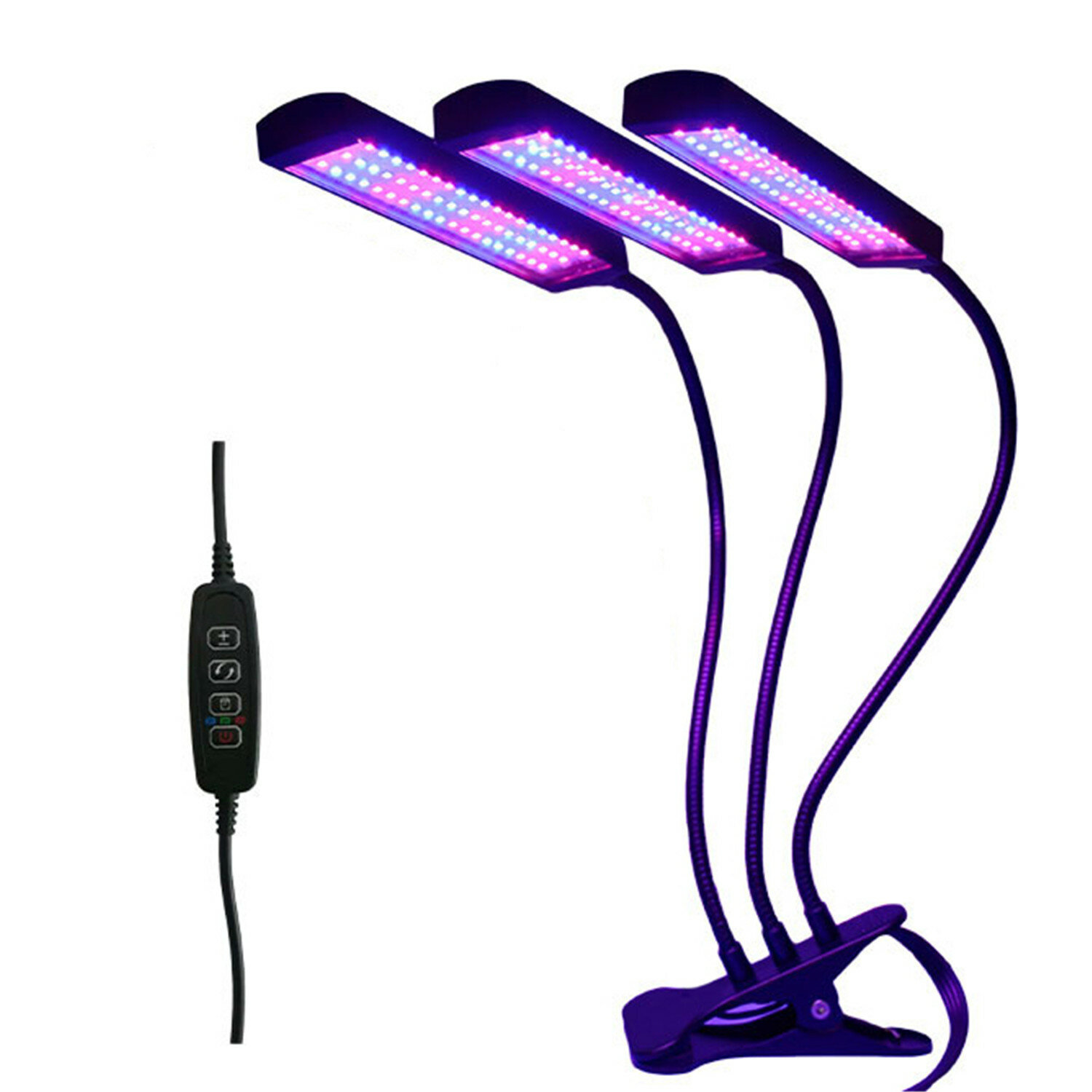 Гроу лайты для помещений, лампа для роста растений, LED трехголовая лампа для роста растений 30Вт с регулировкой яркости, настройки яркости, таймер 3/9/12ч для посева семян, маленькие комнатные растения, саженцы