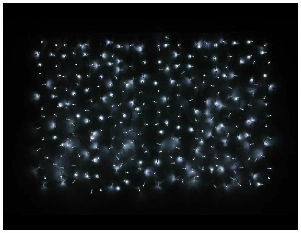 Электрогирлянда Дождь 2x3 м 600LED мерц. IP44 отсоед. нити, хол. бел. HD-YW03