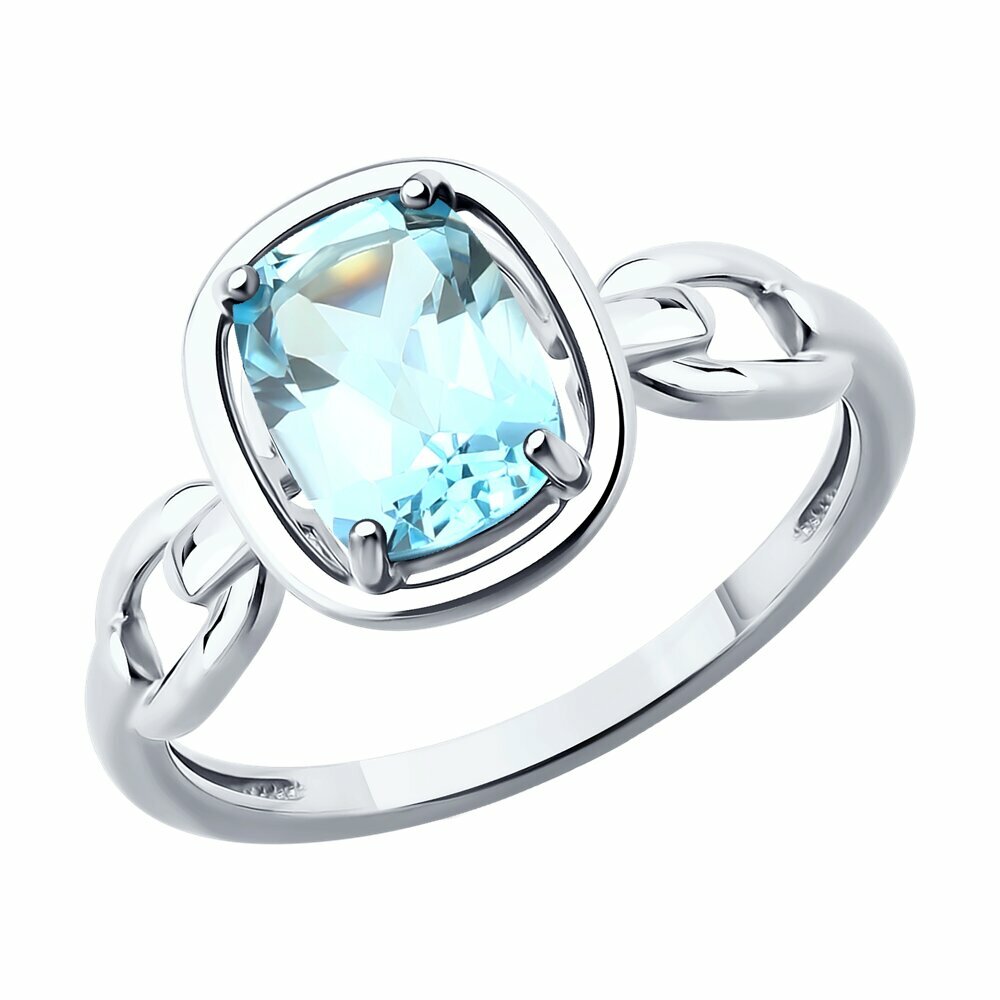 Кольцо, серебро, 925 проба, родирование, топаз