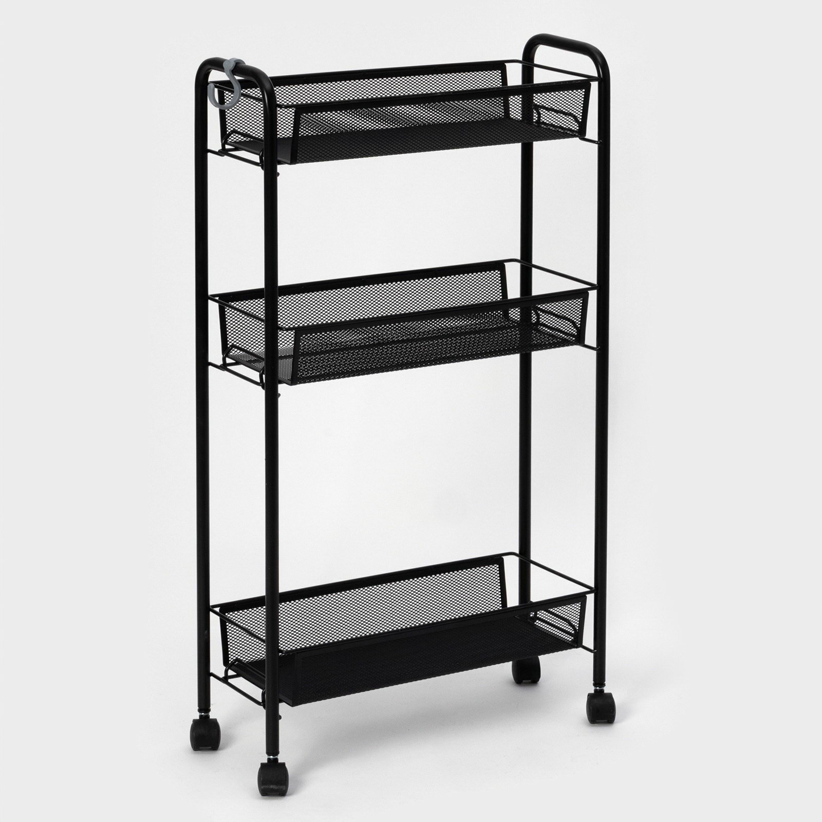 Этажерка на колёсиках "Ладья 1К", 3 яруса, 44x17x75.5 см, чёрная