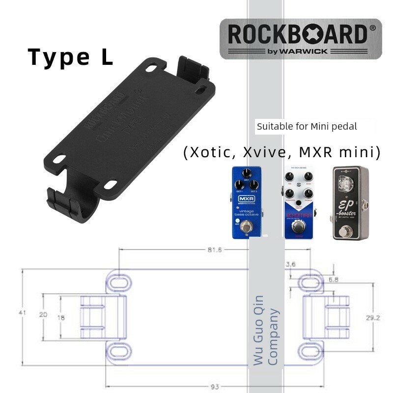 Rockboard Warwick L-Тип Быстросъемная Педалбординг Для Эффектов Гитары, Одна Доска, Без Велкро, Легкий Вес