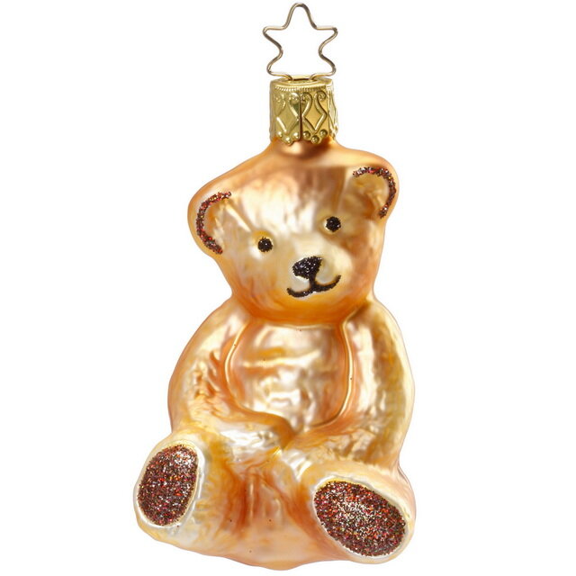 Стеклянная елочная игрушка Мишка Барни 9 см, Inge Glas (Инге Глас), 10007S011