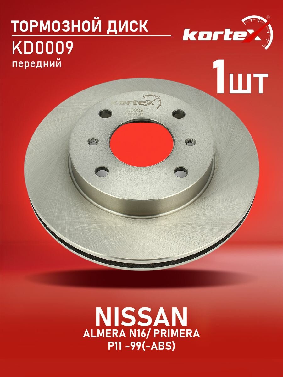 Диск тормозной Kortex для NISSAN ALMERA N16 / PRIMERA P11 -99(-ABS) передний вентилируемый(d-257mm)