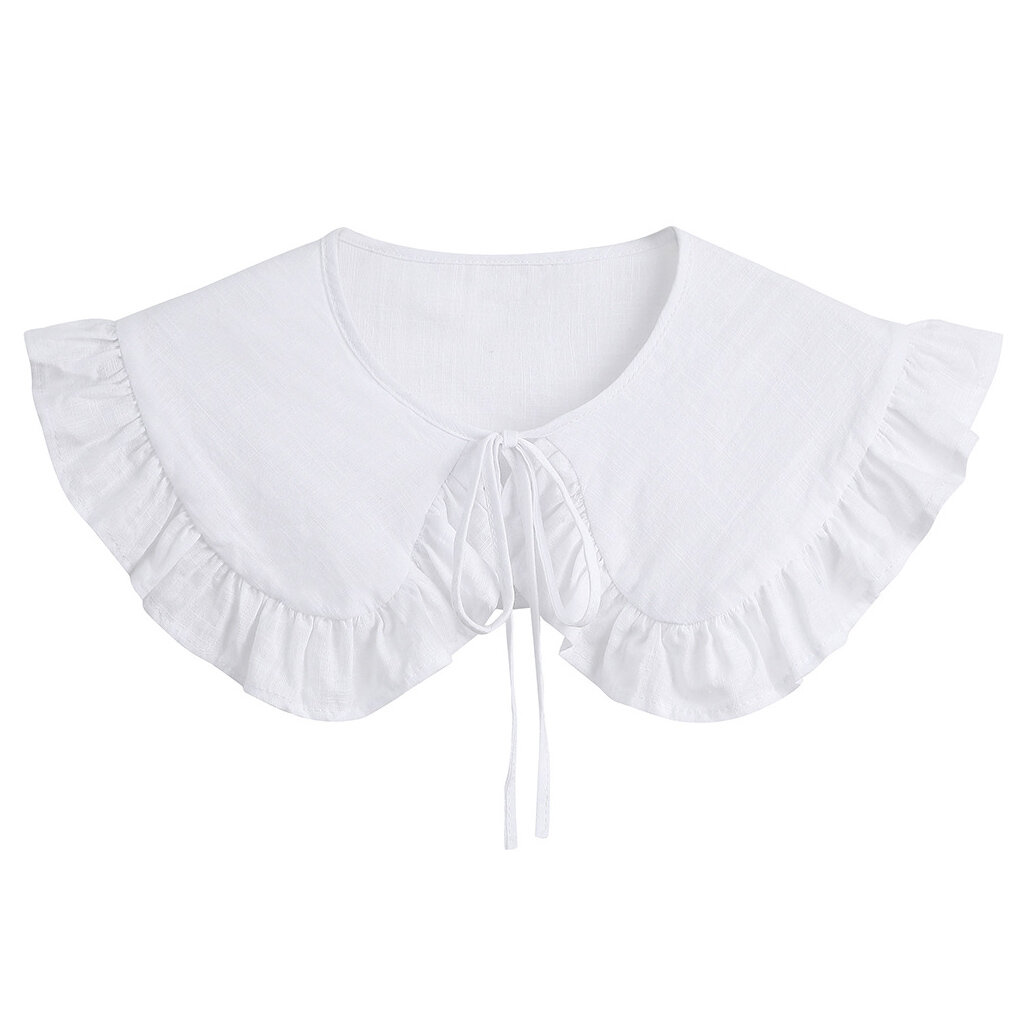 Women White False Collar Ruffle Trim Casual False Collar Sweater Ornament Collar Necklace