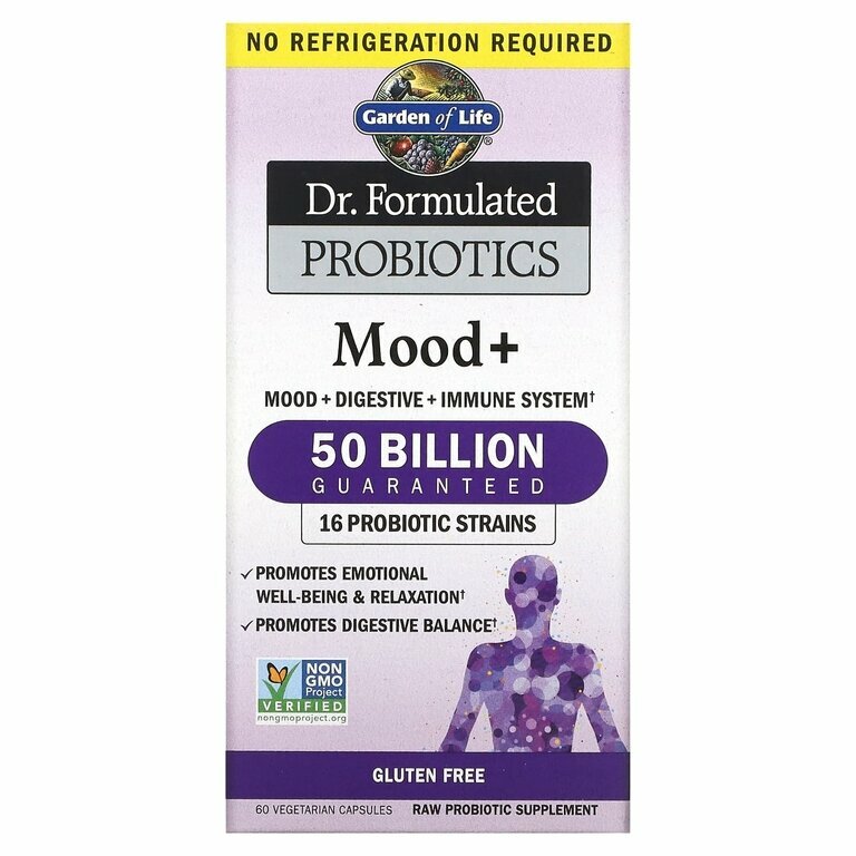 Garden of Life, Dr. Formulated Probiotics, пробиотики для улучшения настроения, 60 капсул