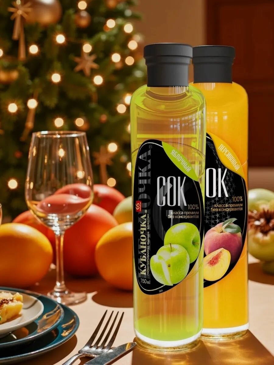 Кубаночка Соки Персик, Яблоко 750 мл.