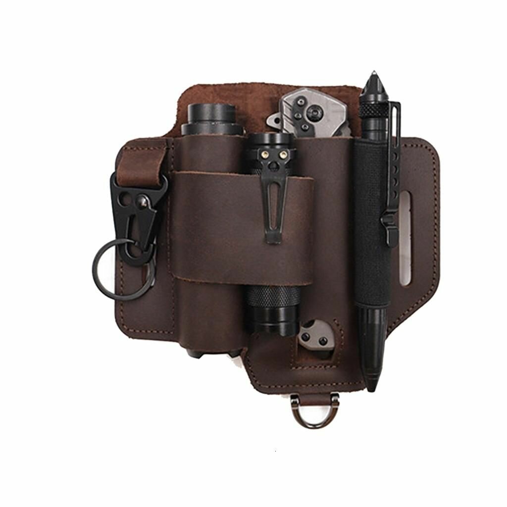 Кожаный чехол для мультитула с креплением на ремень, Коричневый - Воловья Кожа