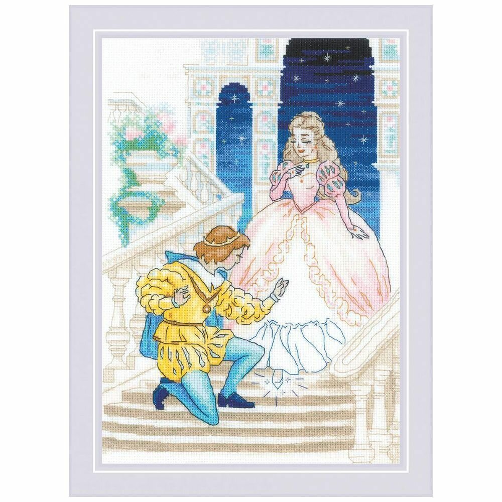 Набор для вышивания крестиком Риолис "Золушка" 21х30 см, Люди Девушки Мужчины Сказки Любовь и Романтика