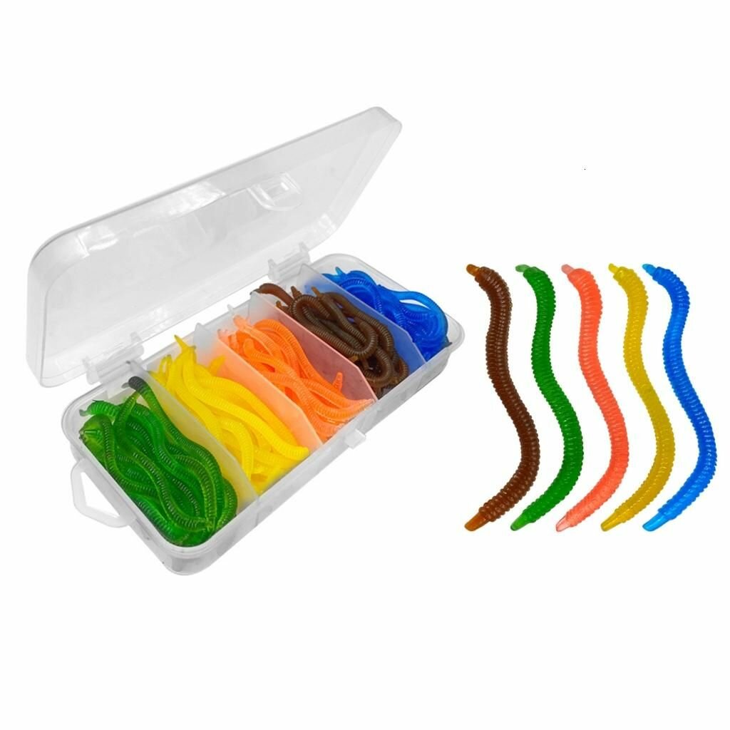 100шт Мягкие Искусственные Черви для Рыбалки