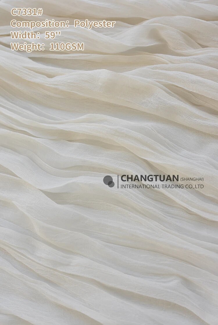 Шифоновая плиссированная ткань с рюшами, полиэстер, 100%