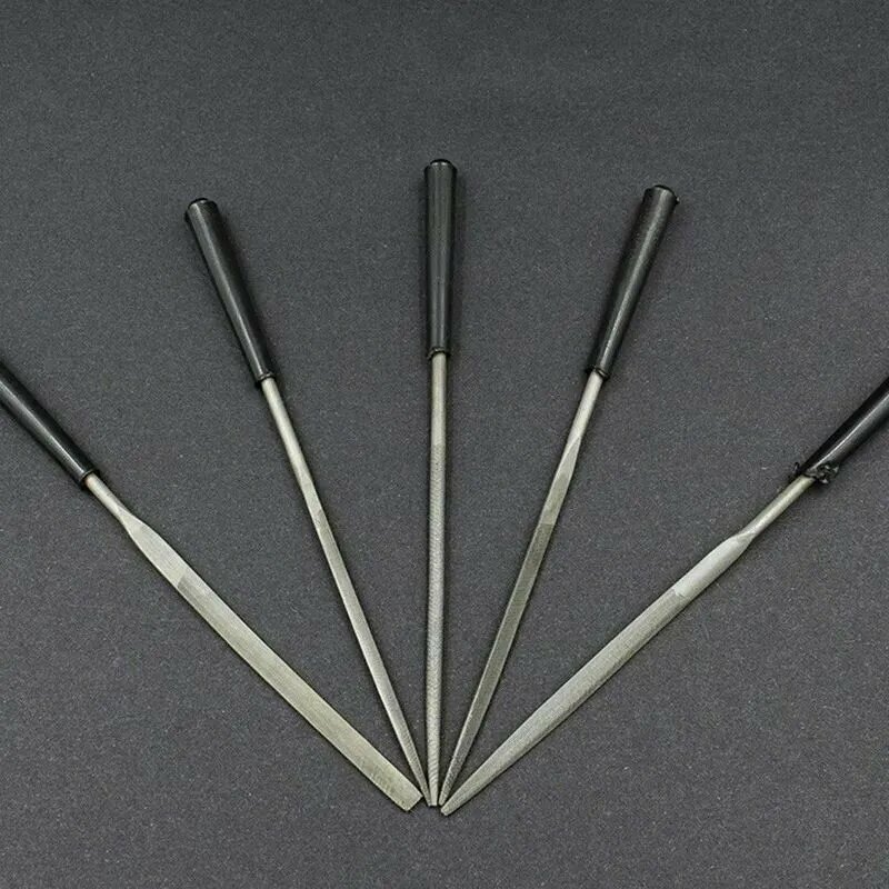 Набор надфилей с алмазным напылением: 5 шт, трехгранные, плоские, круглые, 3x140 мм, для шлифовки дерева