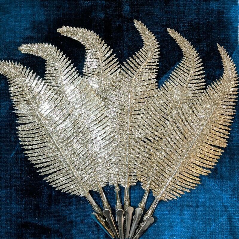 Украшение для декора gorgeous glitter finished feather ornaments для праздничного рождества, золотой, 6 шт