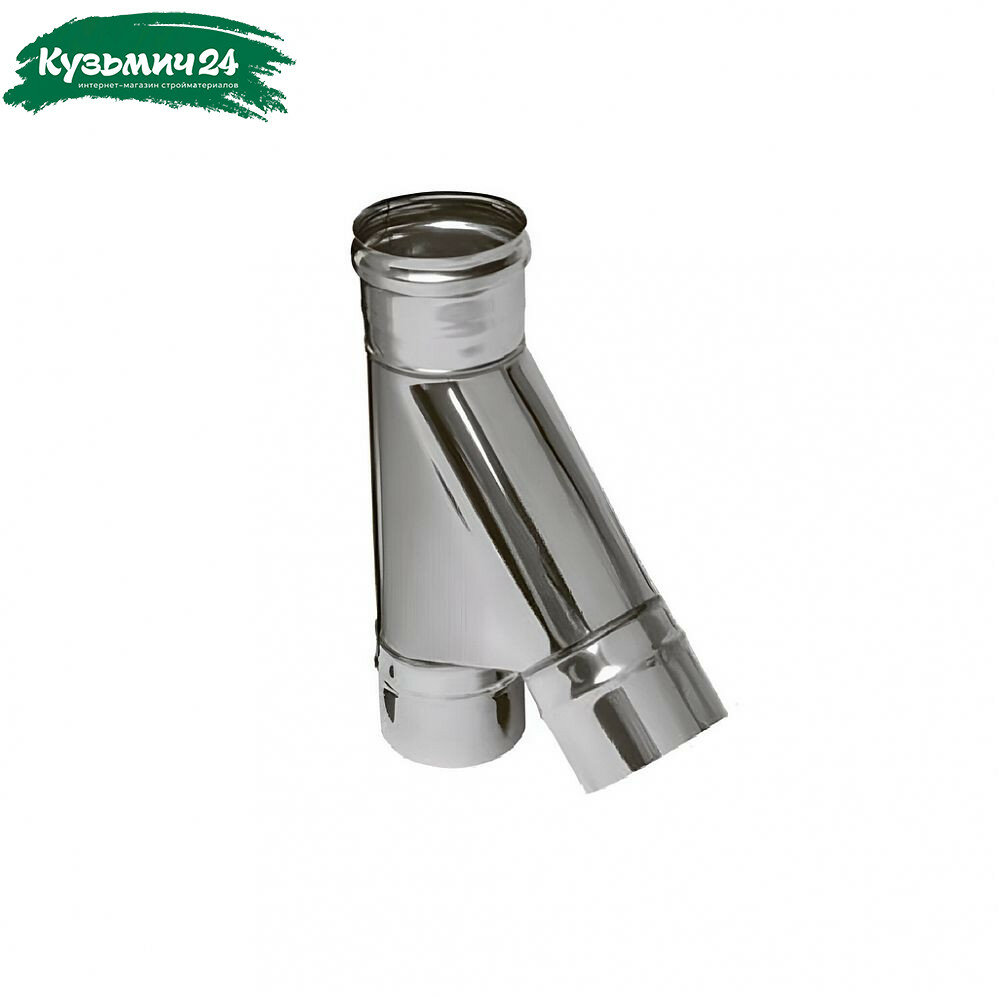 Тройник для дымохода Ferrum К, d 130 мм, угол 135 гр. нержавеющая сталь 0.8 мм, 1 шт