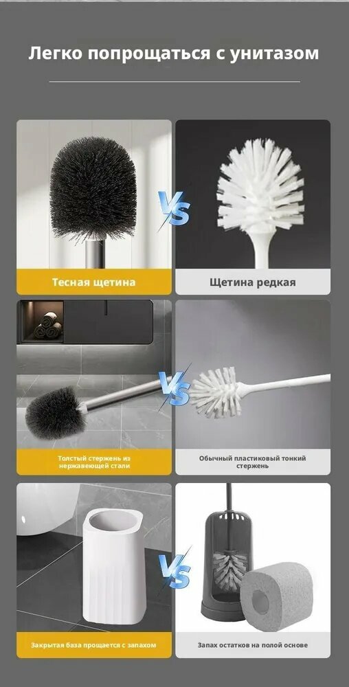 Ершик для унитаза, Цвет Длинная щетка для туалета + основание + крюк — фото 1