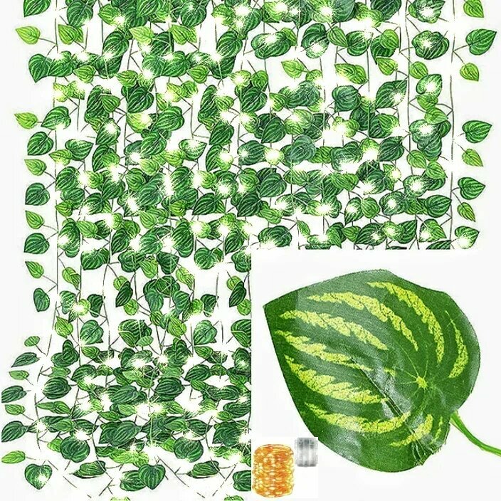 Искусственный плющ, ротанг, зеленый, 2 метра