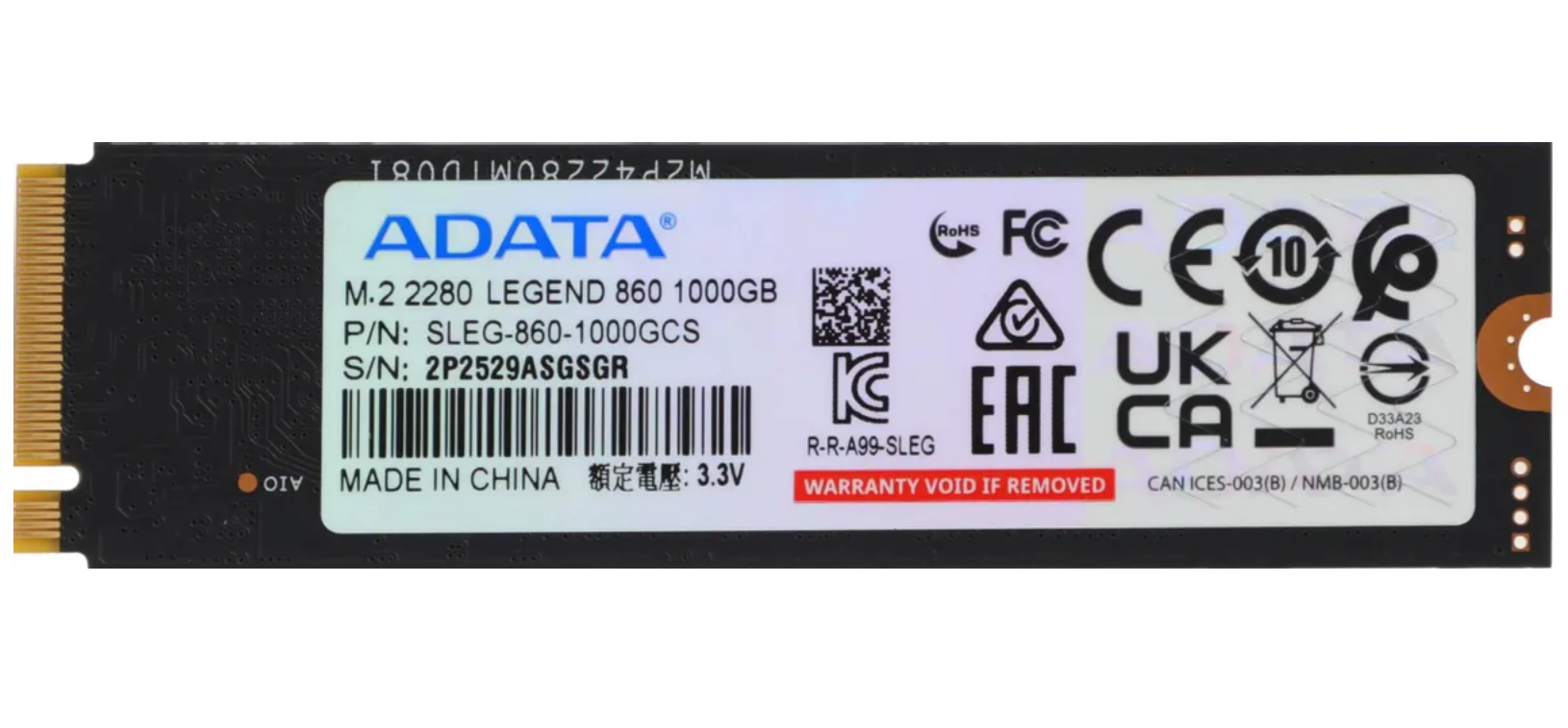 SSD накопитель A-Data Legend 860 1ТБ, M.2 2280, PCIe 4.0 x4, (SLEG-860-1000GCS)