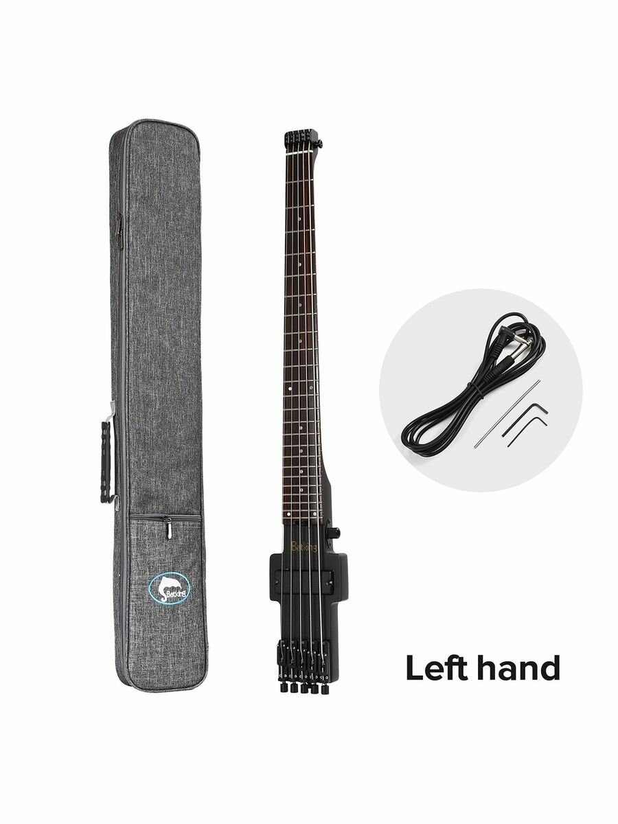 Batking леворукие Бас-гитара , бесшовная электрическая бас-гитара, 5 черных струны, с чехлом
