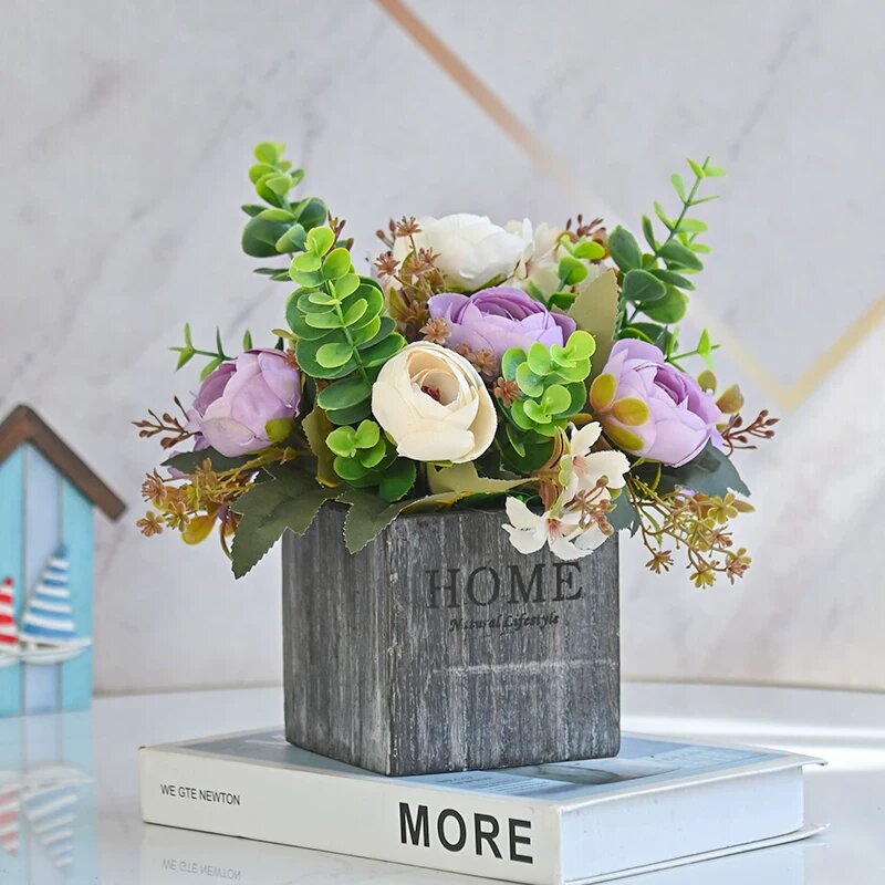 Искусственные цветы для забора, декоративные растения в горшках, цветочные композиции, украшения для подоконника