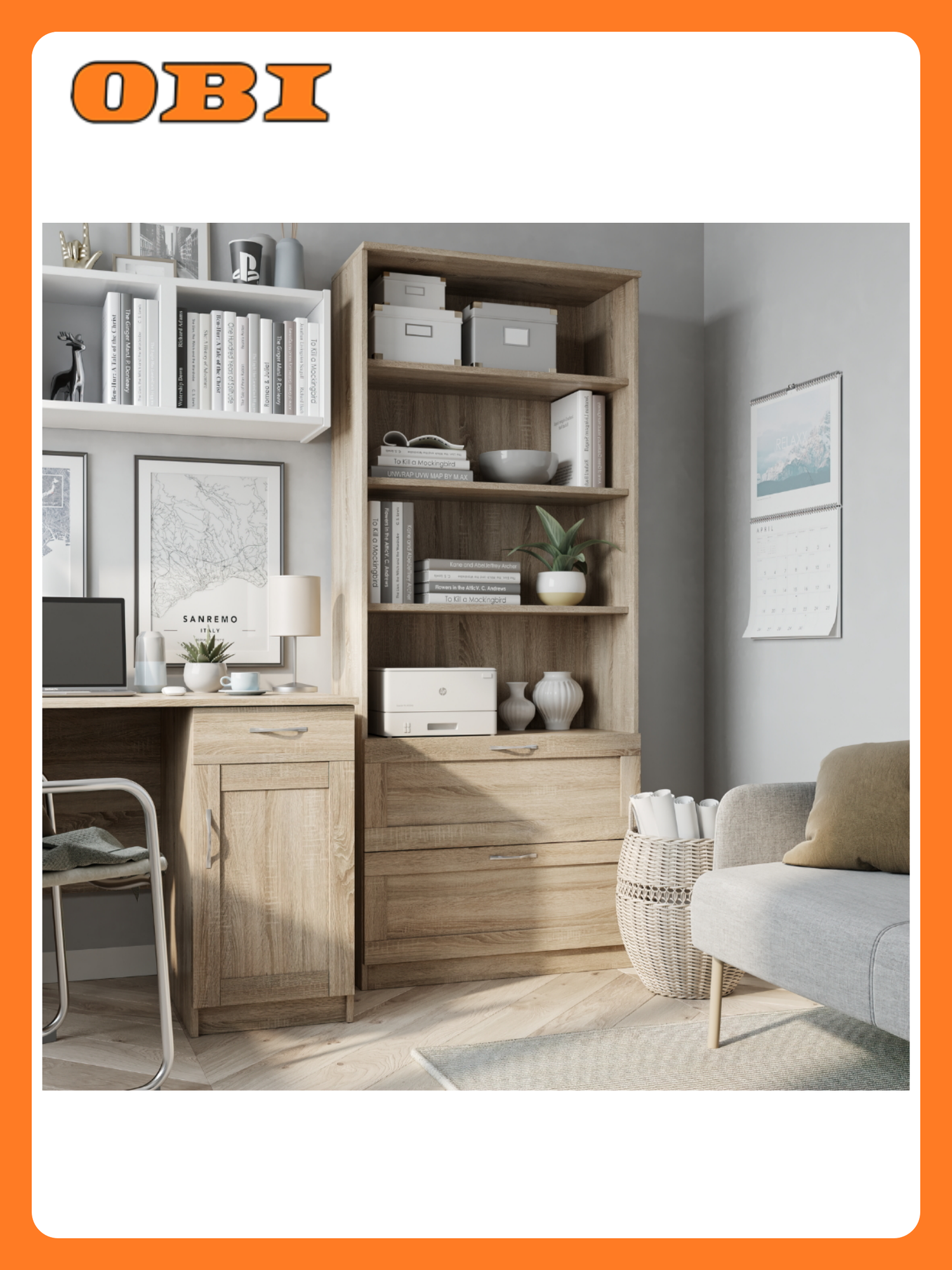 Стеллаж Шведский Стандарт Сириус 2 ящика 78х190 см дуб сонома