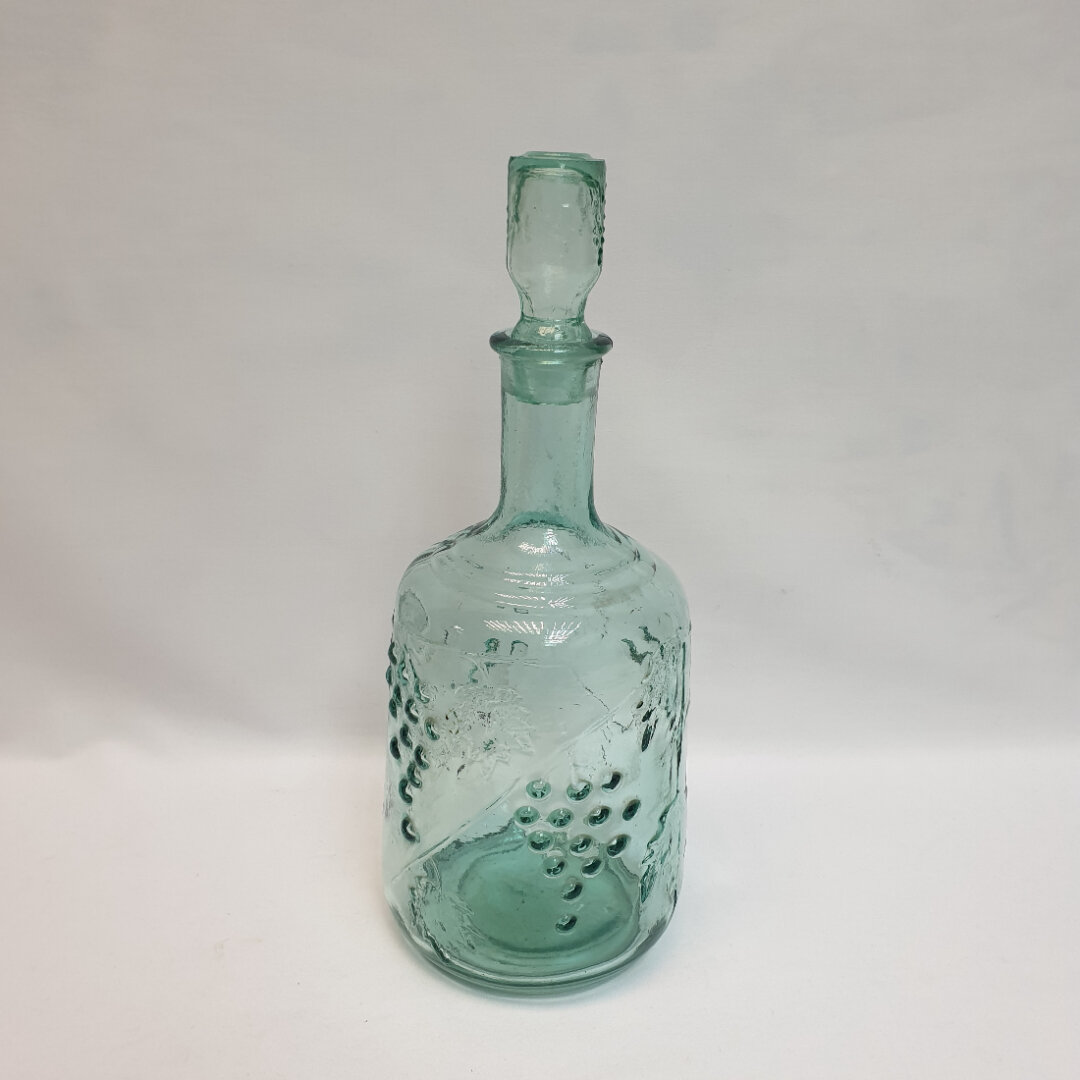 Штоф "Виноградная лоза" 25 см, цветное стекло. Винтаж, СССР.