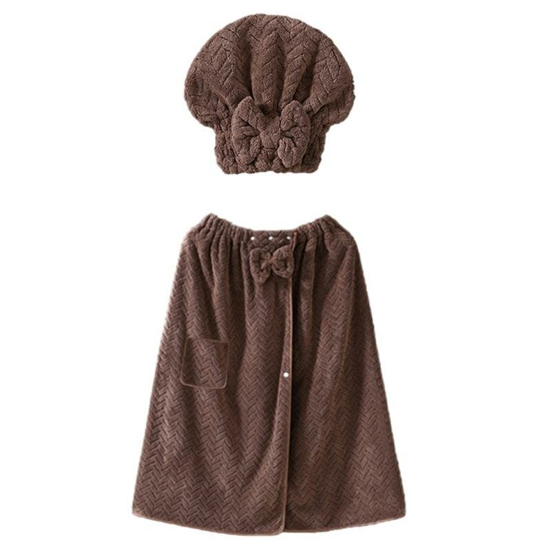 Абсорбирующее полотенце-юбка с шапочкой, Кофейный цвет - 80 210cm