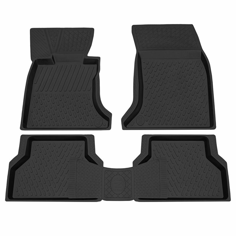 Коврик салонный резиновый (черный) для BMW 5 series E60/ бмв е60 (03-10) (Борт 4см)