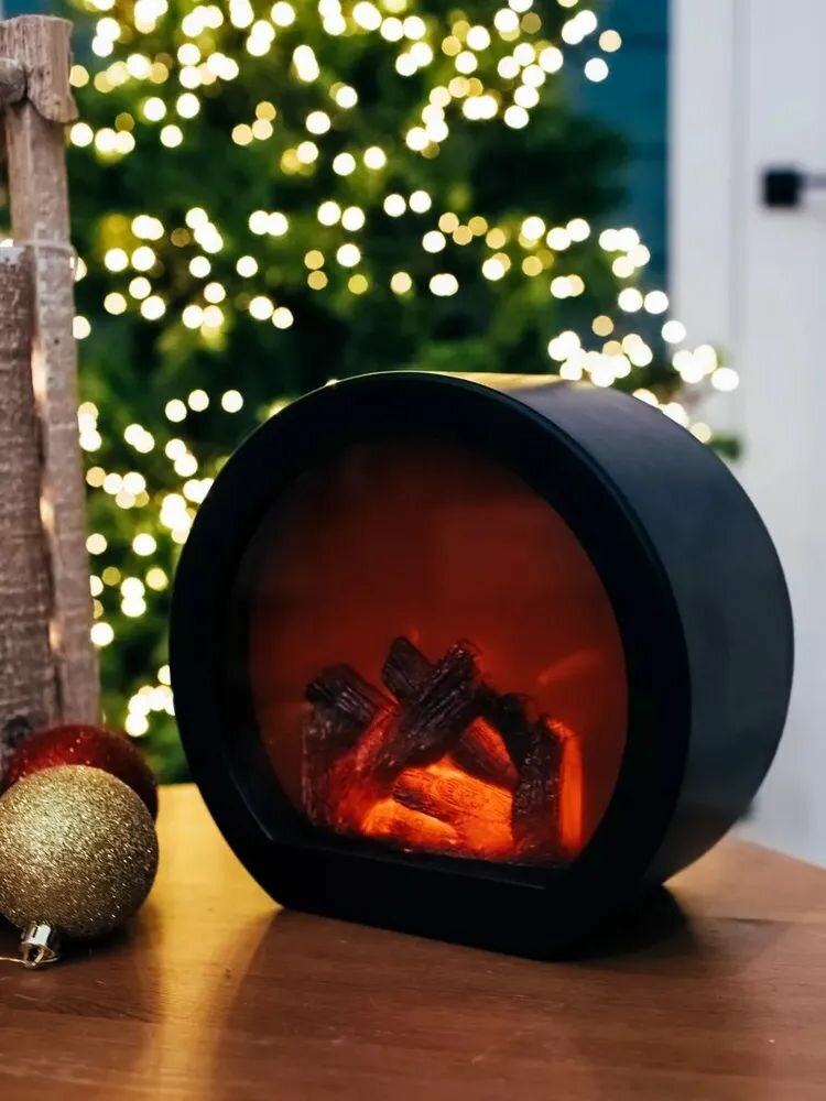 Настольный биокамин, имитация огня, USB-кабель, диаметр дымохода 105 мм, чёрный