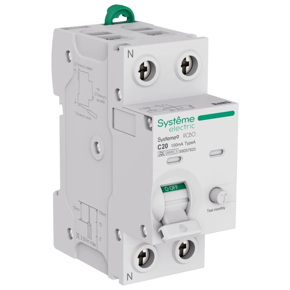 Автоматический выключатель Systeme Electric S9D56640, 1P+N, 40A, C, 6kA, 30mA, IP20