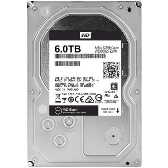 Жесткий диск Western Digital 3.5" WD Black 6 ТБ, SATA III, 256 Mb, 7200 rpm CMR (WD6002FZWX)