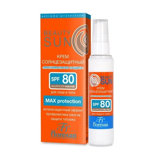 Floresan Ф-284 Солнцезащитный крем Максимальная защита SPF 80 Beauty Sun Флоресан 75 мл