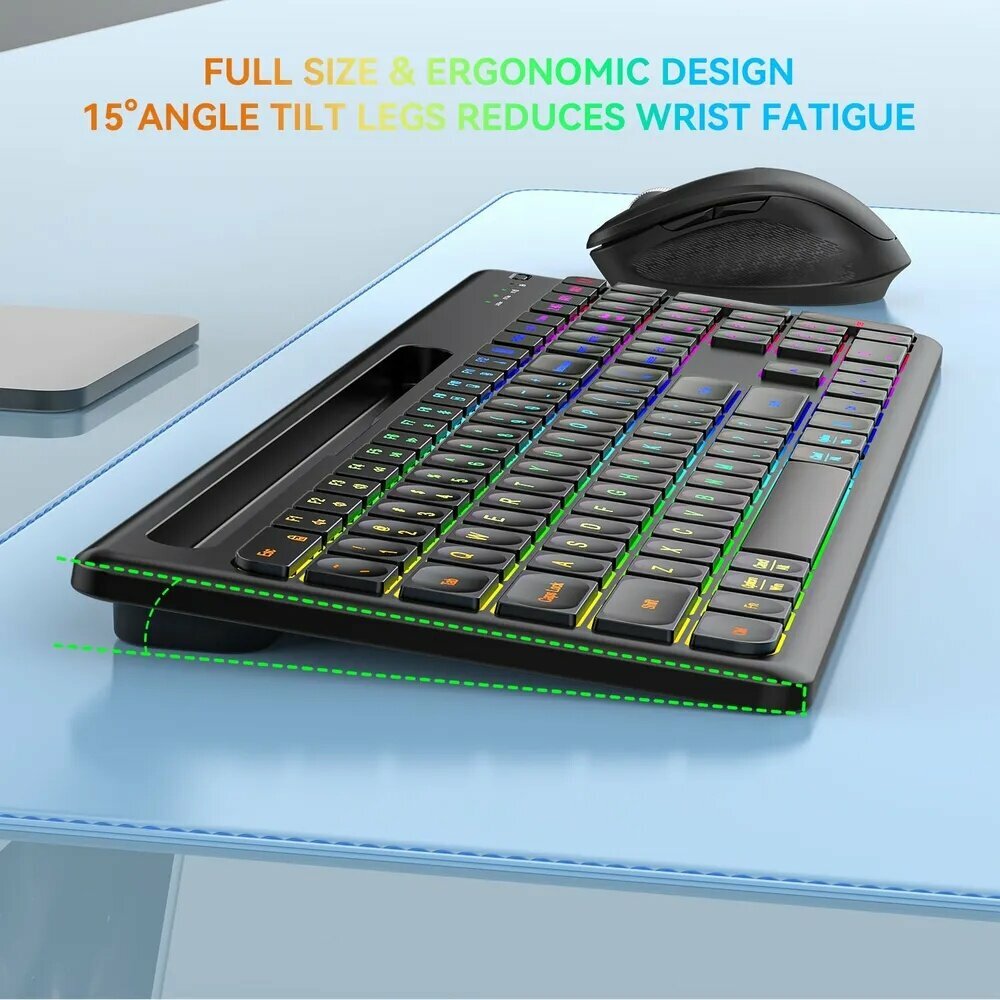 JOMAA Комплект игровая клавиатура и мышь беспроводная KEYSET087RUAA, Русская раскладка, черный