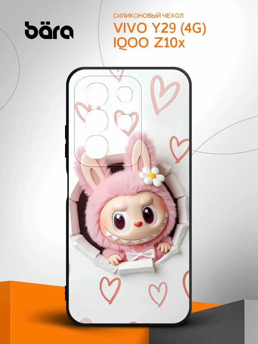Чехол на Vivo Y29 (4G)/ IQOO Z10x / Виво У29 (4Г)/ IQOO Z10x с рисунком Лабубу и сердечки