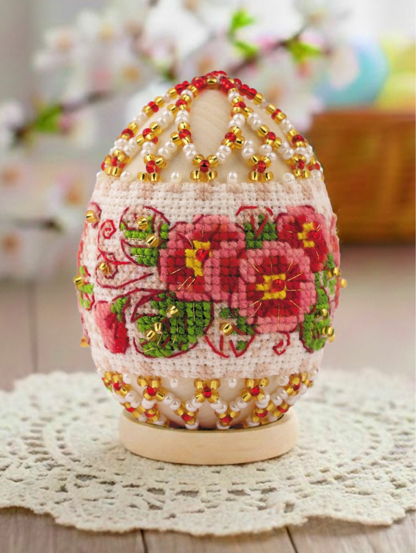 Набор для вышивания крестом Риолис, вышивка крестиком яйцо пасхальное "Примула" 6,5*5см, В226