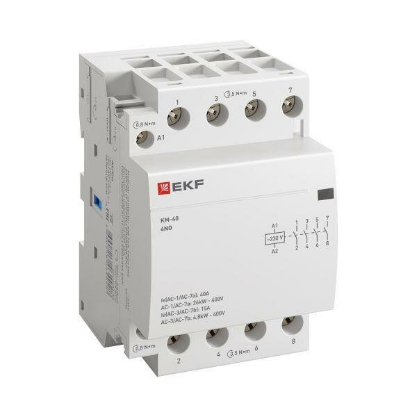 Контактор модульный EKF КМ 40 А 4NО, 3 модуля