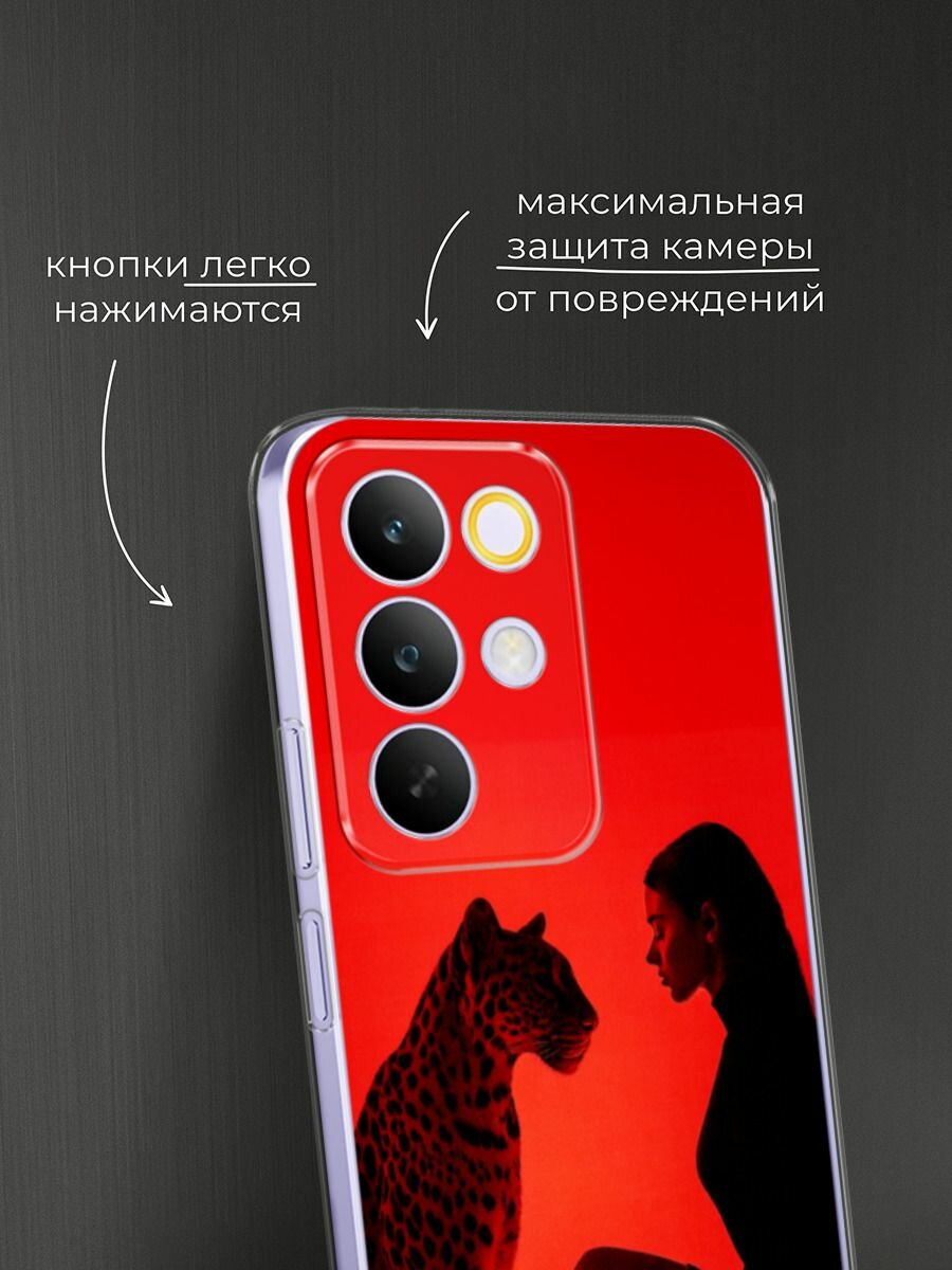 Чехол на Realme C85 / Реалми C85 с принтом Девушка с леопардом — фото 1