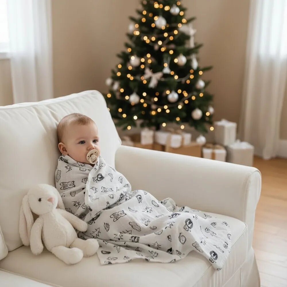 Пеленка Pikate, муслин, многоразовая, для новорожденных, 80x110см