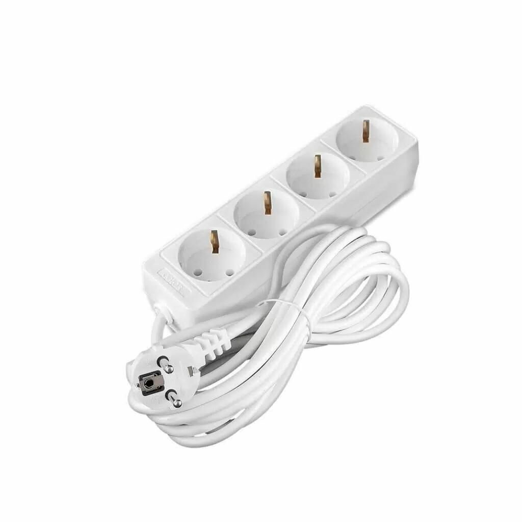 Удлинитель СОЮЗ бытовой, 4 гнезда, 5 м, ПВС, с заземлением, 2200 Вт