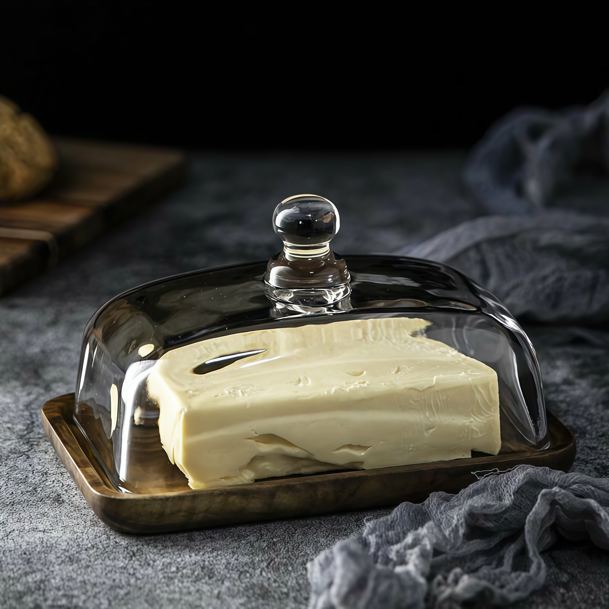 Масленка "Акация", деревянная, стеклянная крышка, для сливочного масла и сыра