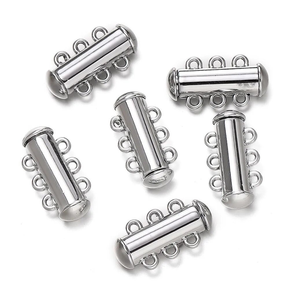 Замок/ застежка слайдер для украшений 5 шт, Для многорядных браслетов. размер 10.5x20 мм, цвет родий.